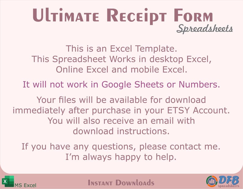 Customizable Receipt Spreadsheet Receipt With Automatic Generation of ...