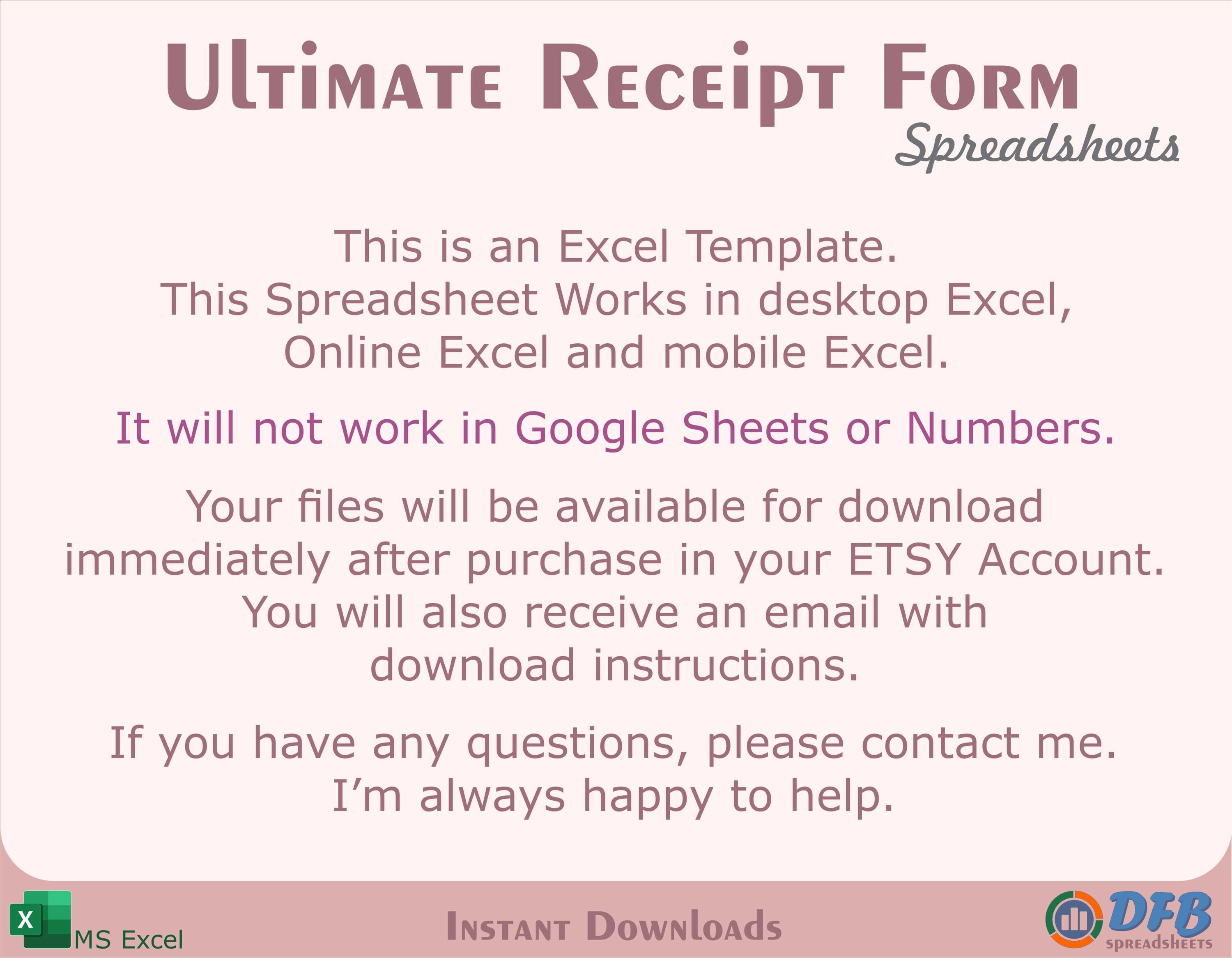 Customizable Receipt Spreadsheet Receipt With Automatic Generation of ...