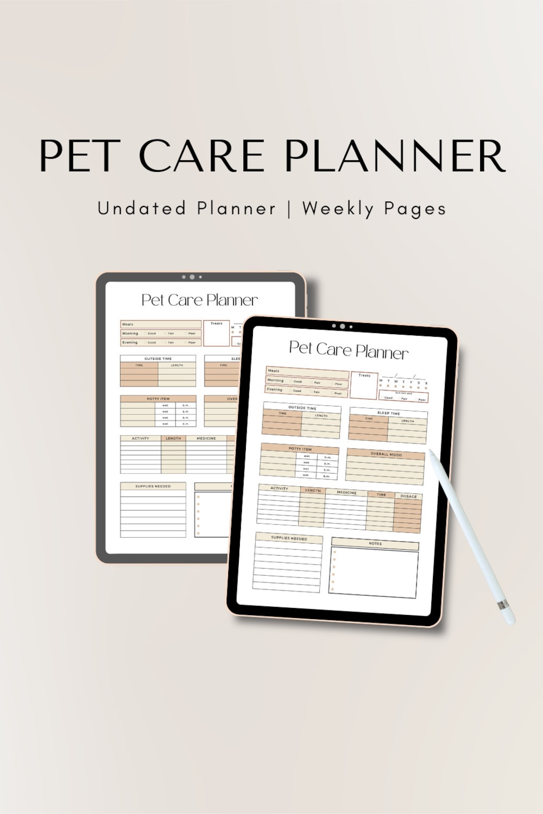 Printable Pet Care Planner | Pet Care at a Glance Template | Pet ...