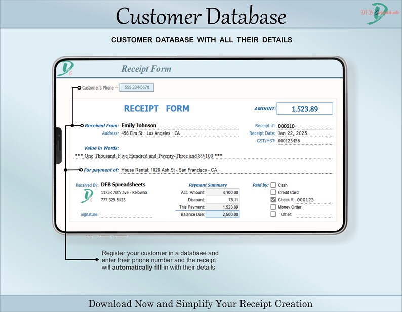 Professional Receipt Form Template: Google Sheets, Autofill (digital ...
