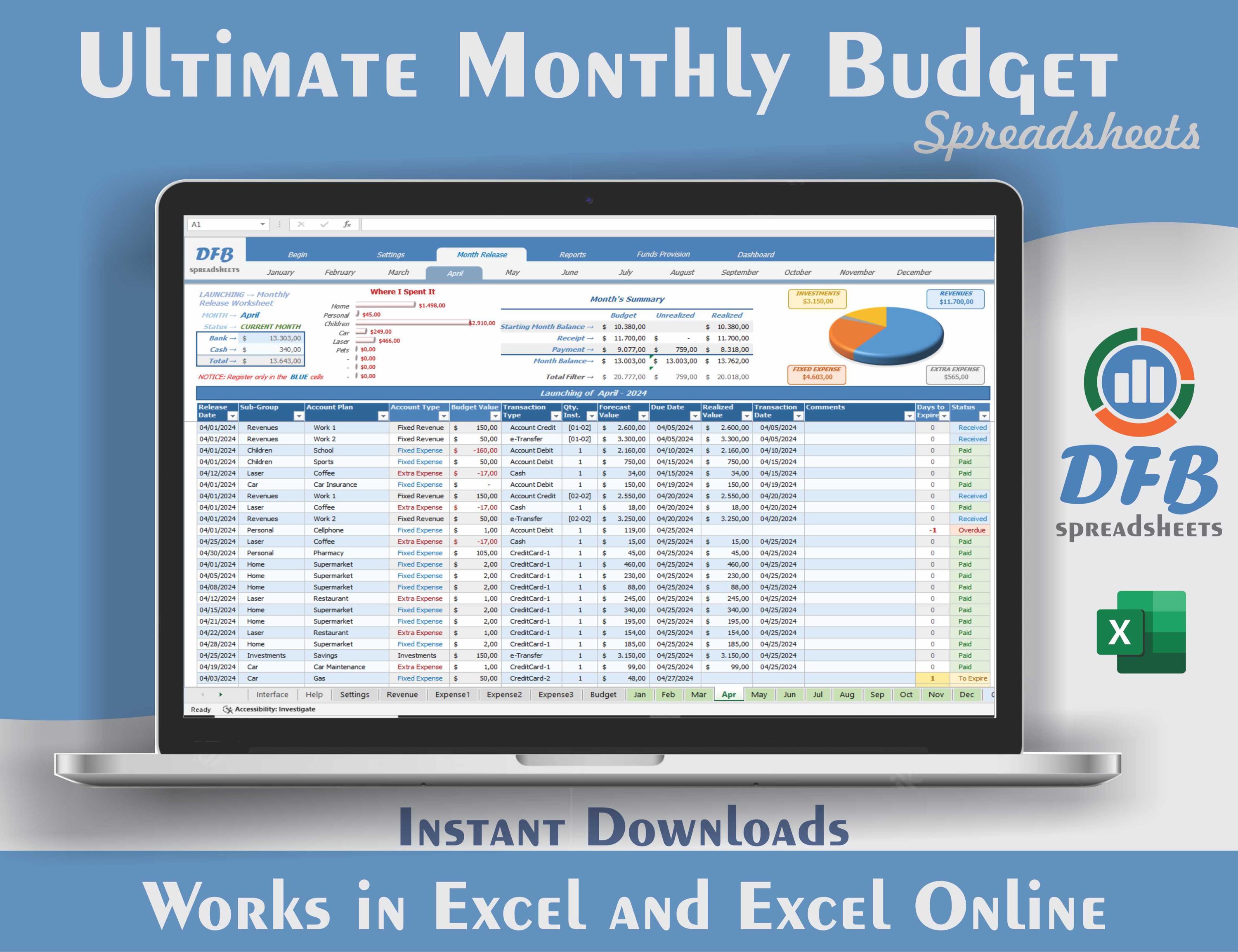 Ultimate Personal Finance Spreadsheet, Manage Your Money Like a Pro ...