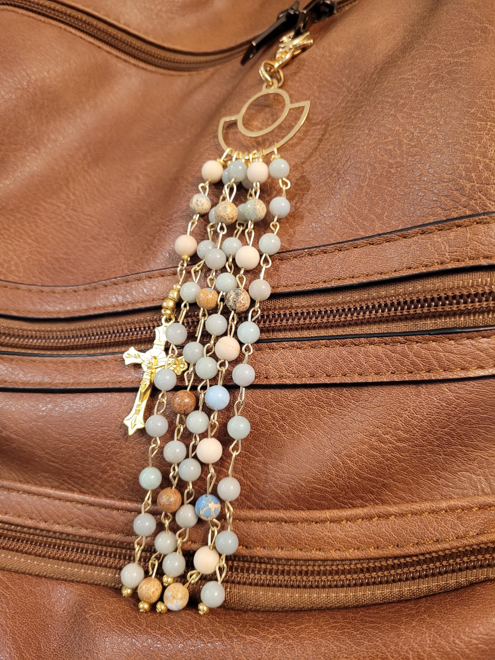 Saint Mary Magdalene Travel Rosary Bag Tassle Accessory Key Chain Clip ...