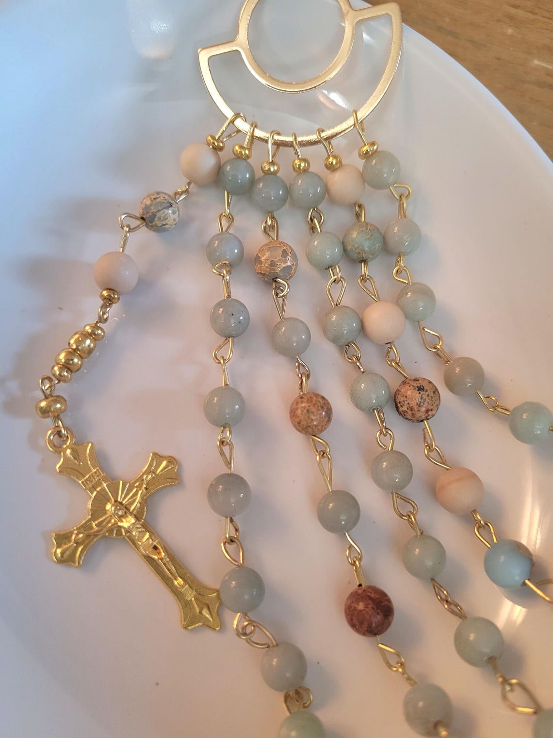 Saint Mary Magdalene Travel Rosary Bag Tassle Accessory Key Chain Clip ...