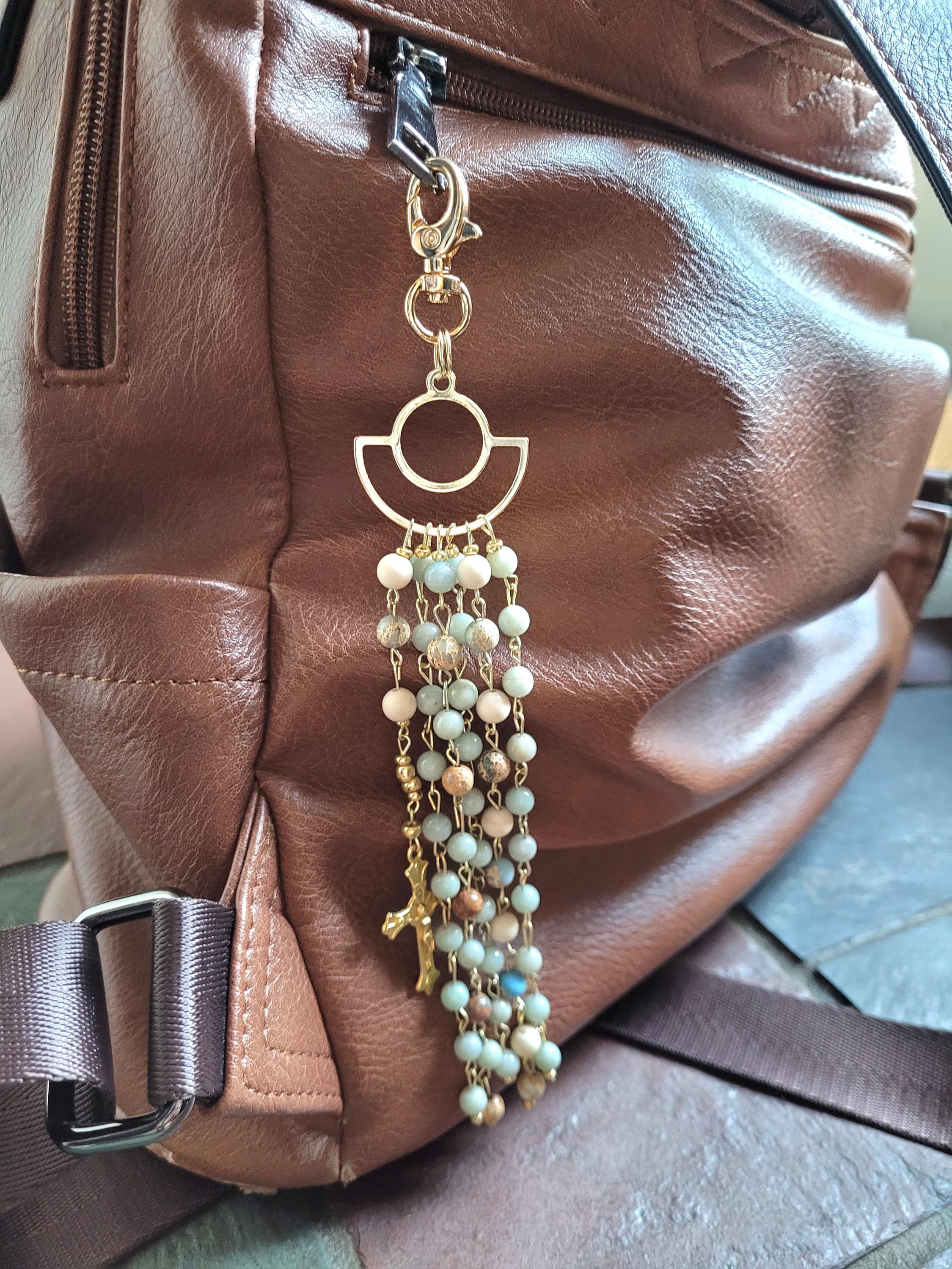Saint Mary Magdalene Travel Rosary Bag Tassle Accessory Key Chain Clip ...