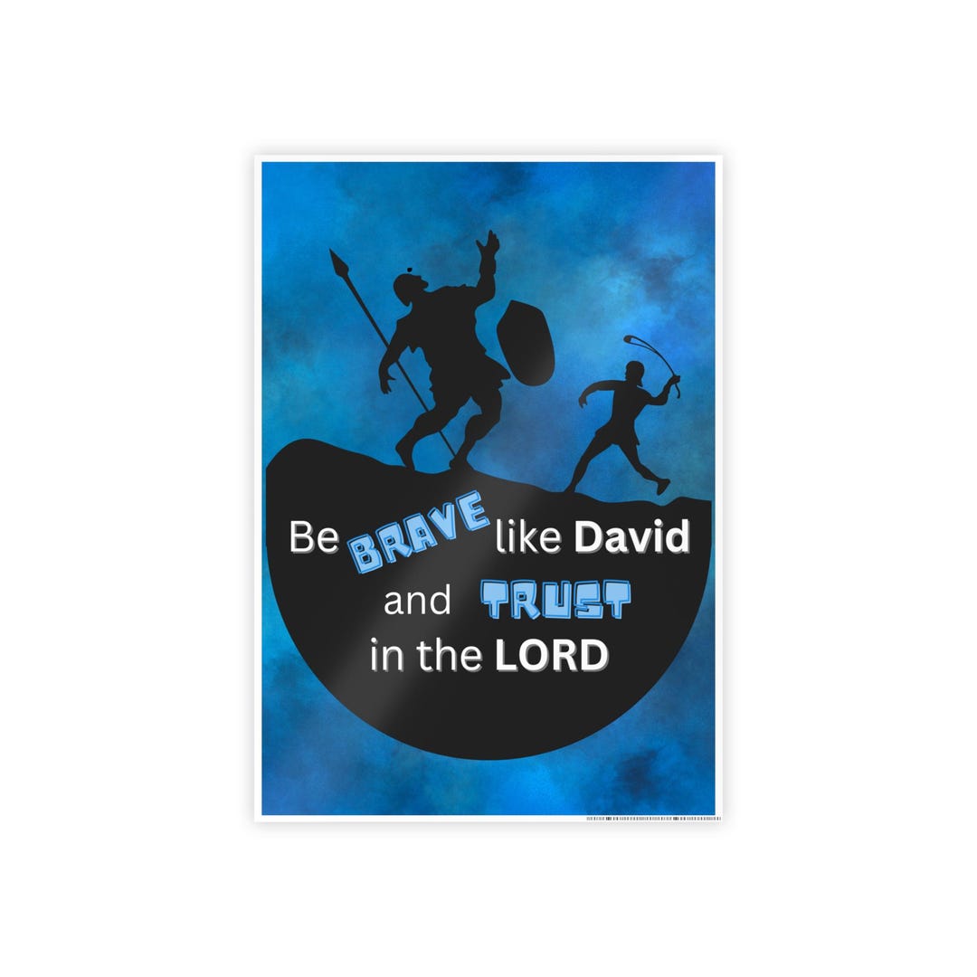Brave Like David | Glossy Poster | Bedroom Home Decor | Religious ...