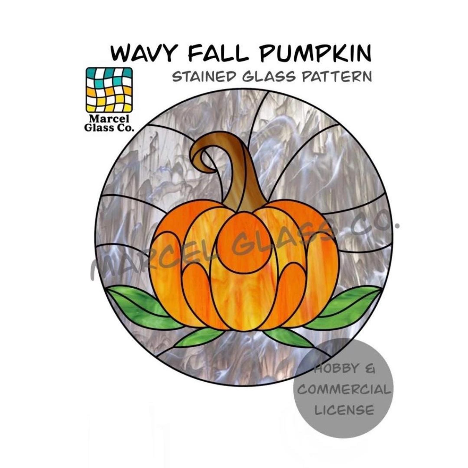 Wavy Fall Pumpkin Stained Glass Pattern, Autumn Stained Glass Patterns ...