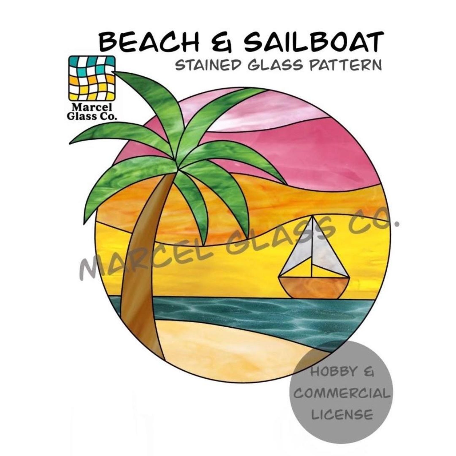 Beach and Sailboat Stained Glass Pattern, Stained Glass Patterns ...