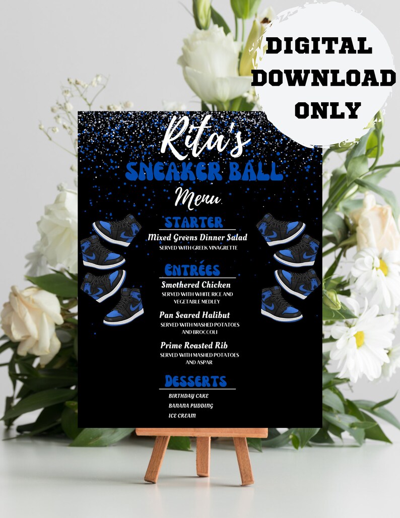 Editable Blue Sneaker Ball Menu Printable Signs Sneaker - Etsy