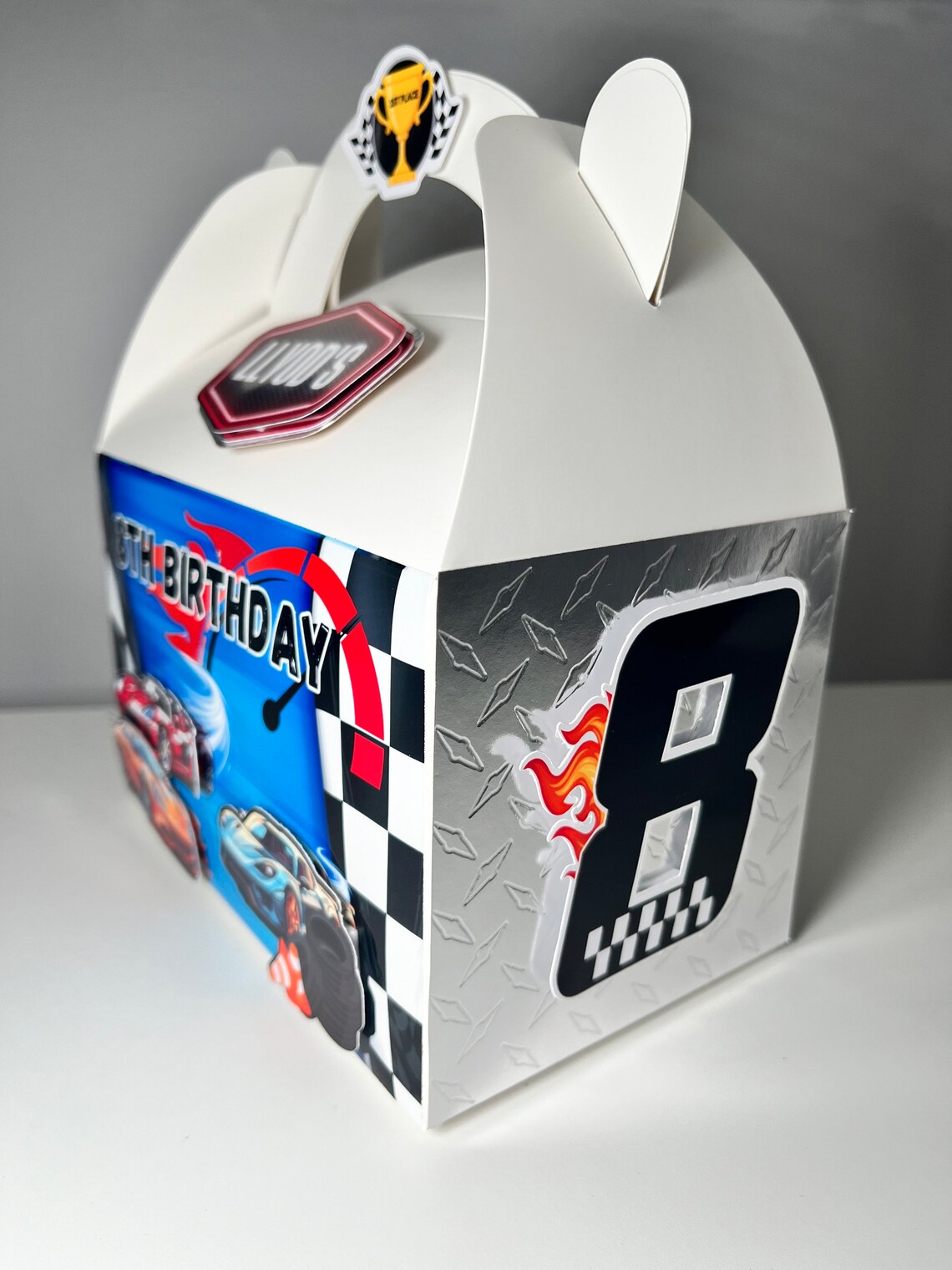 Race Car Favor Boxes | Racing Birthday Decor | Two Fast Birthday ...