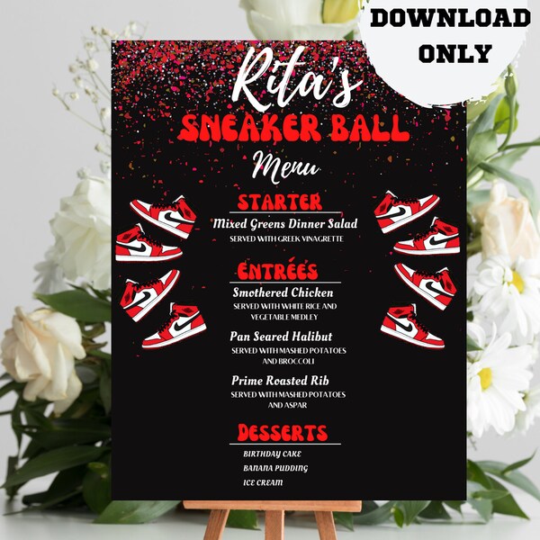 Sneaker Ball Menu Sign - Etsy Canada