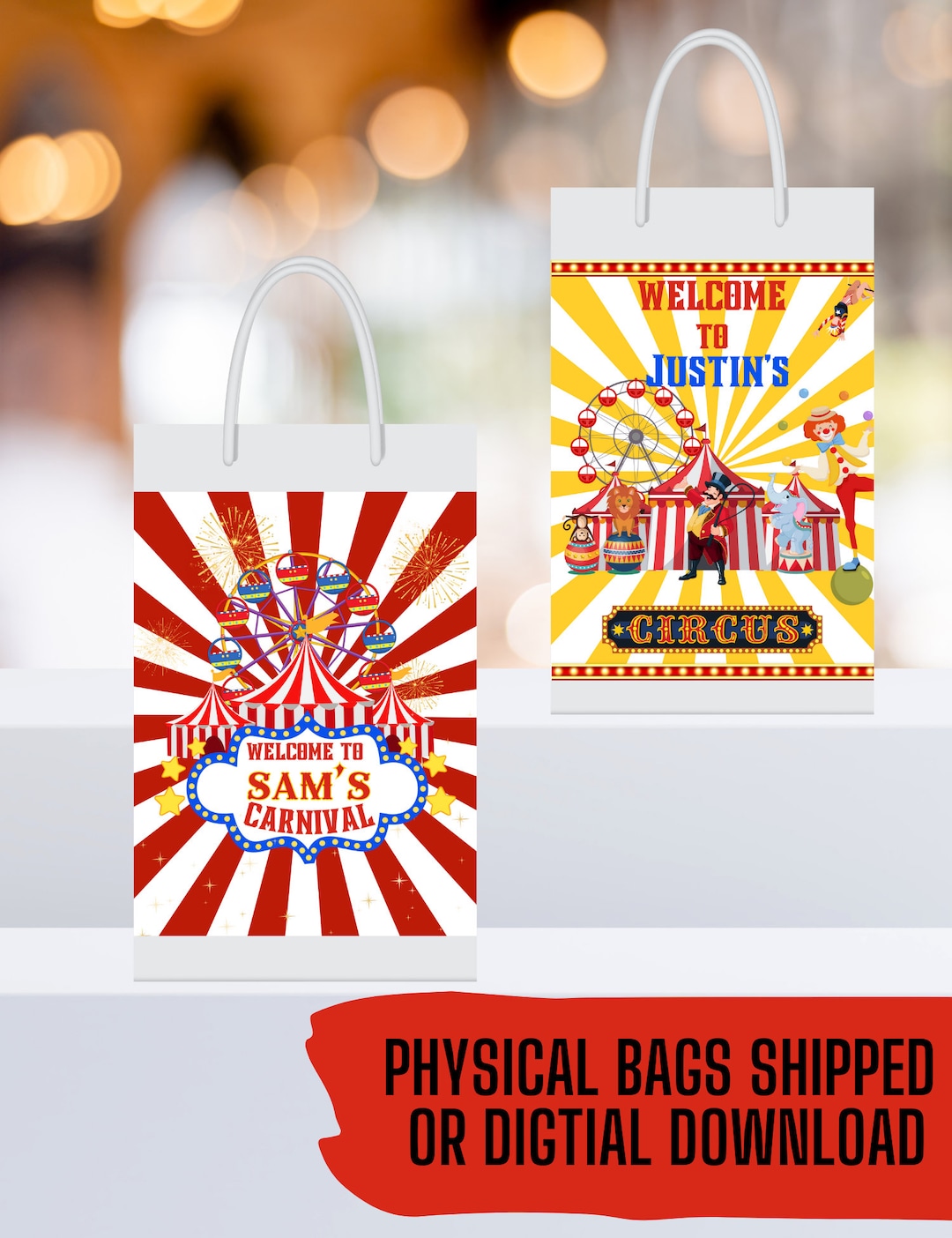 Red Circus Favor Bags Circus Gift Bags Carnival Treat Bags Carnival ...