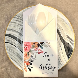 Wedding Cutlery Pouch | Floral Engagement Party Cutlery Holder |floral ...