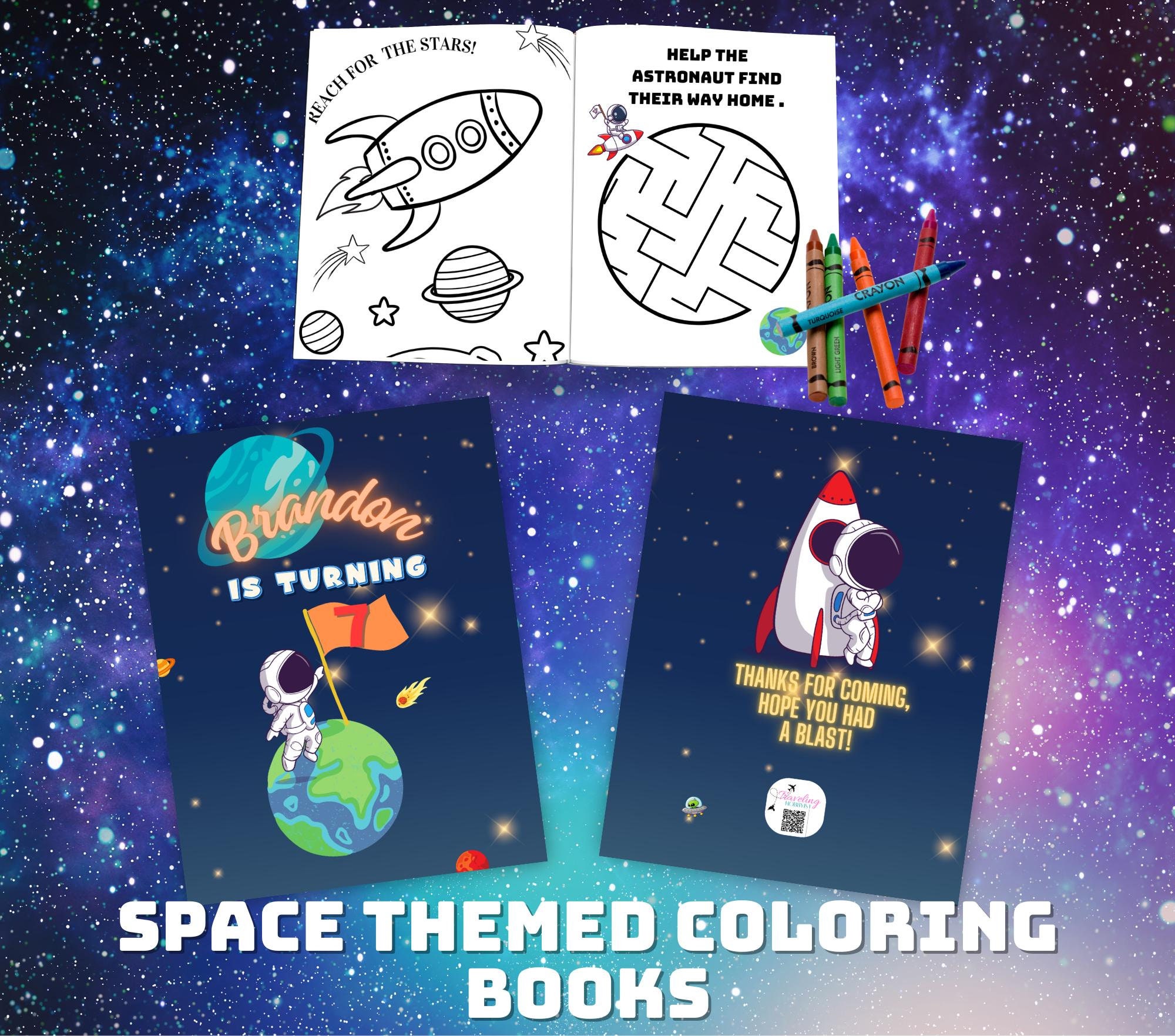 Space Coloring Books With Crayons Kids Activity Books astronaut Party ...