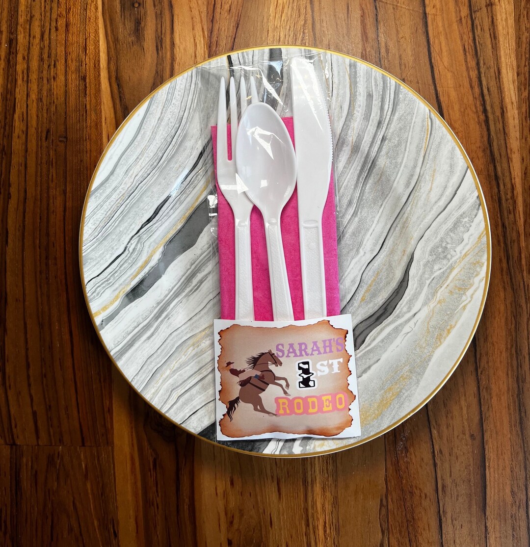 Personalized Cowgirl First Rodeo Utensil Pack | Themed Birthday Party ...