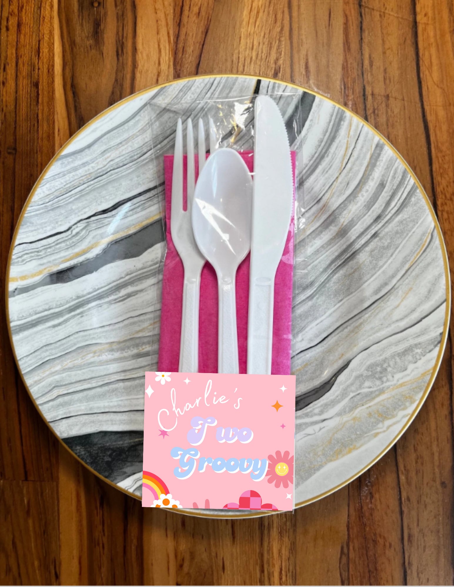 Personalized Two Groovy Utensil Pack | Groovy Themed Birthday Party ...