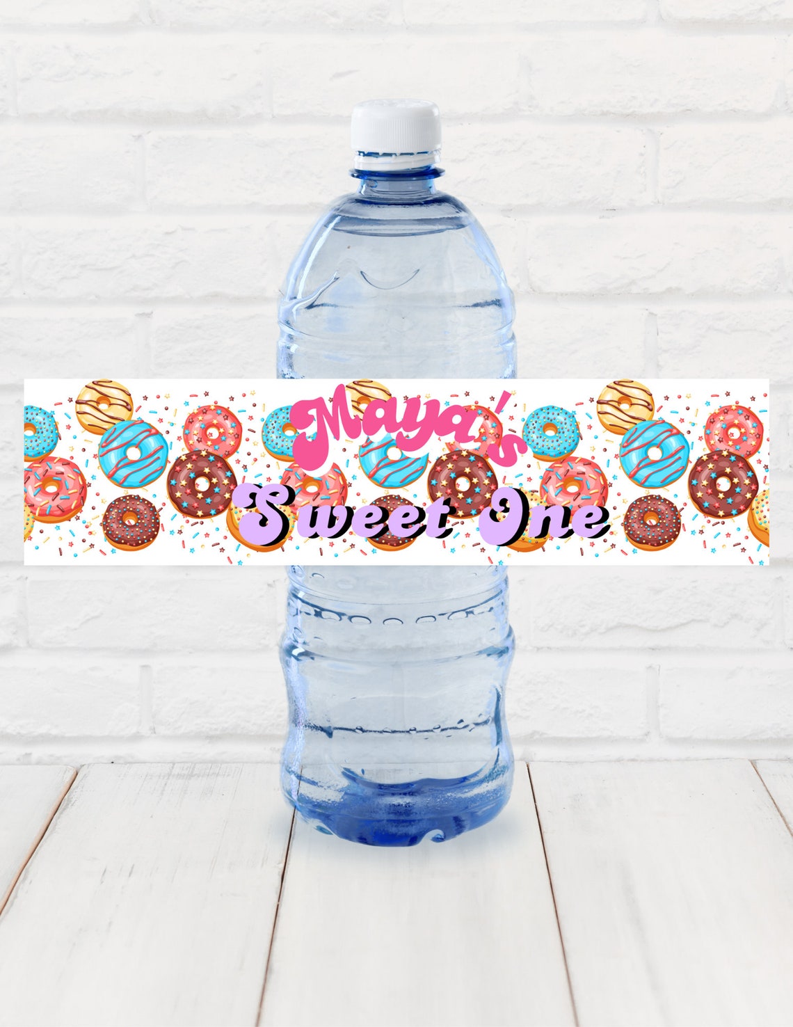 Printed Sweet One Water Bottle Labels| Two Sweet Decorations | Donut ...