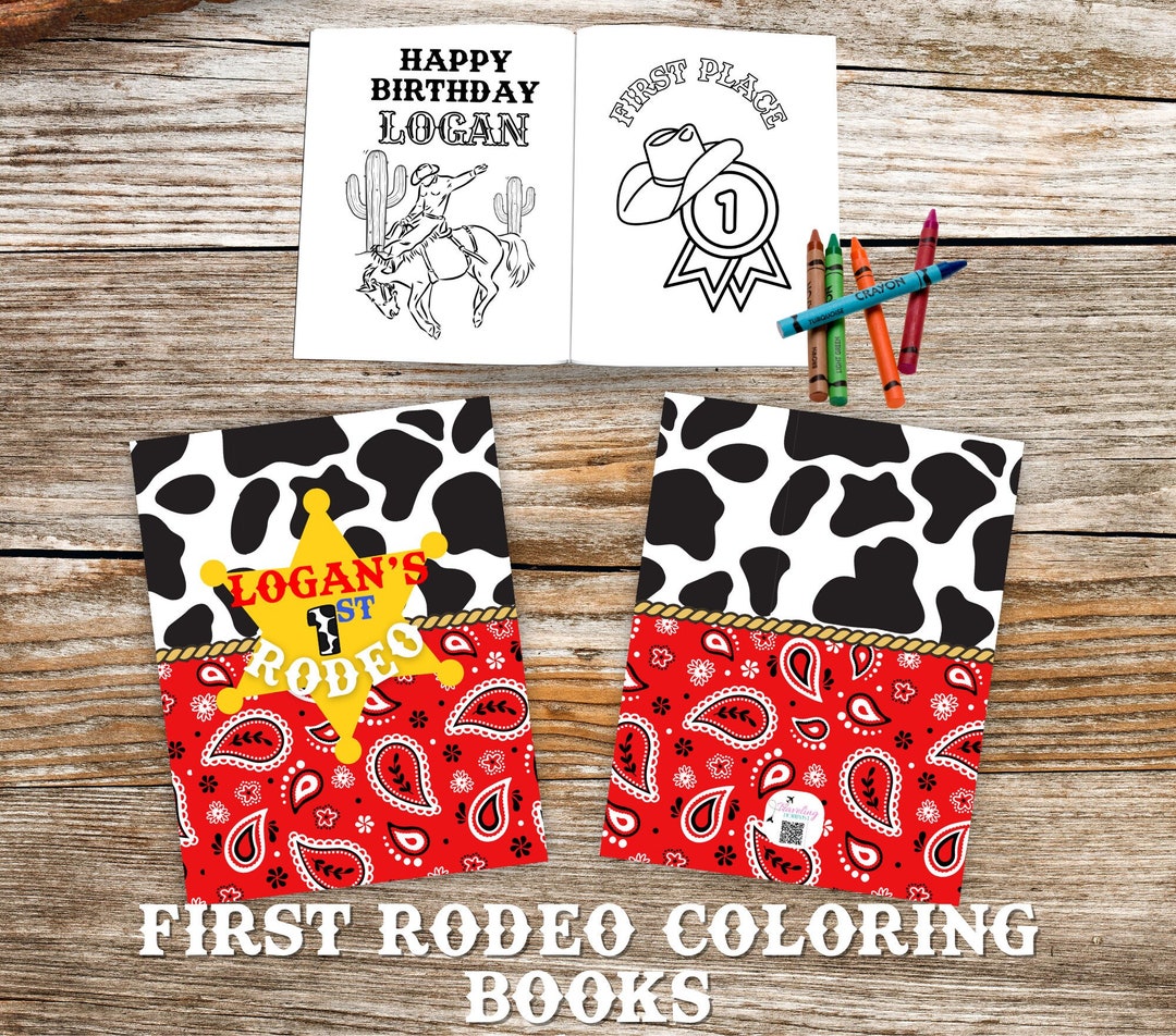 Personalized Cowboy First Rodeo Coloring Books With Crayons | Cowboy ...