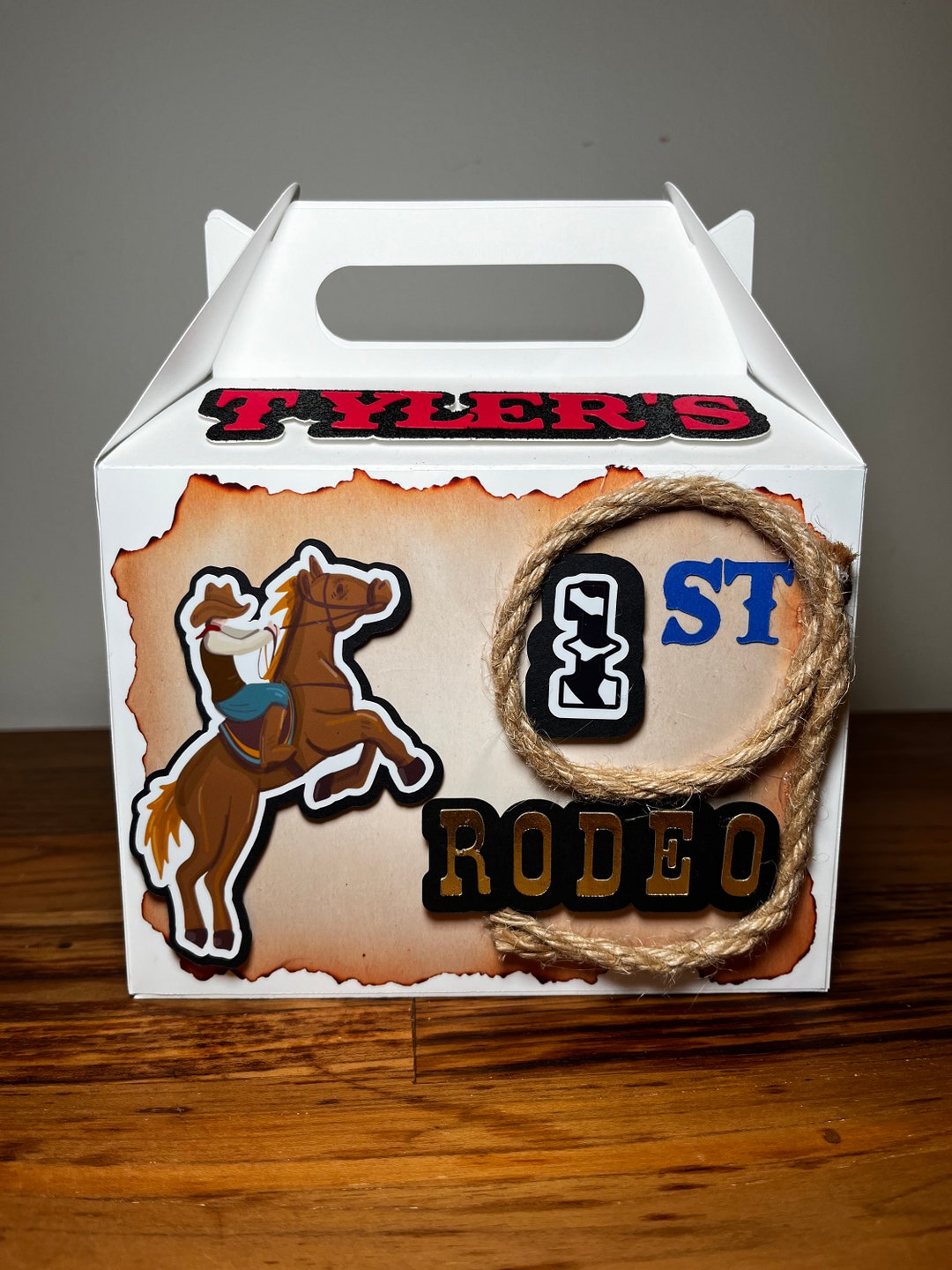 Personalized Cowboy First Rodeo Party Favor Boxes Western Birthday 1st ...