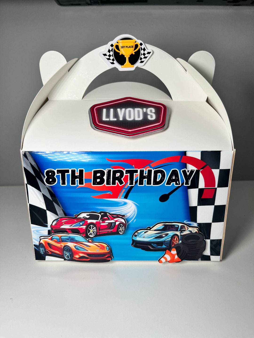 Race Car Favor Boxes | Racing Birthday Decor | Two Fast Birthday ...