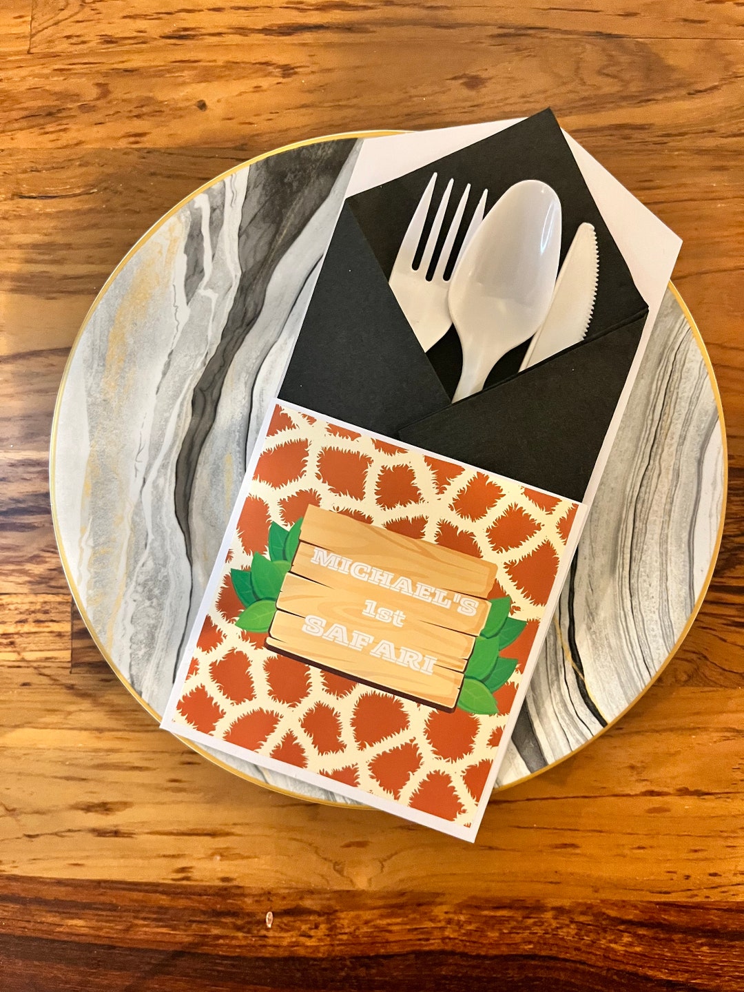 Giraffe Print Cutlery Pouch | Animal Print Decor| Safari Party | First ...