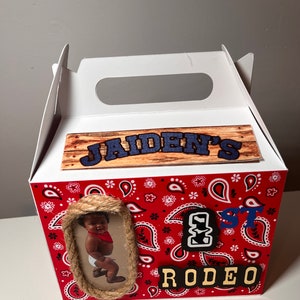 Personalized Cowboy First Rodeo Party Favor Boxes Western Birthday 1st ...