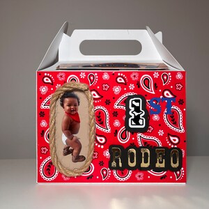 Personalized Cowboy First Rodeo Party Favor Boxes Western Birthday 1st ...