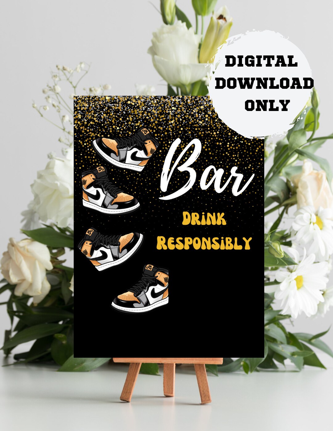 Gold Bar Sign Printable Birthday Decorations Sneaker Ball - Etsy Portugal