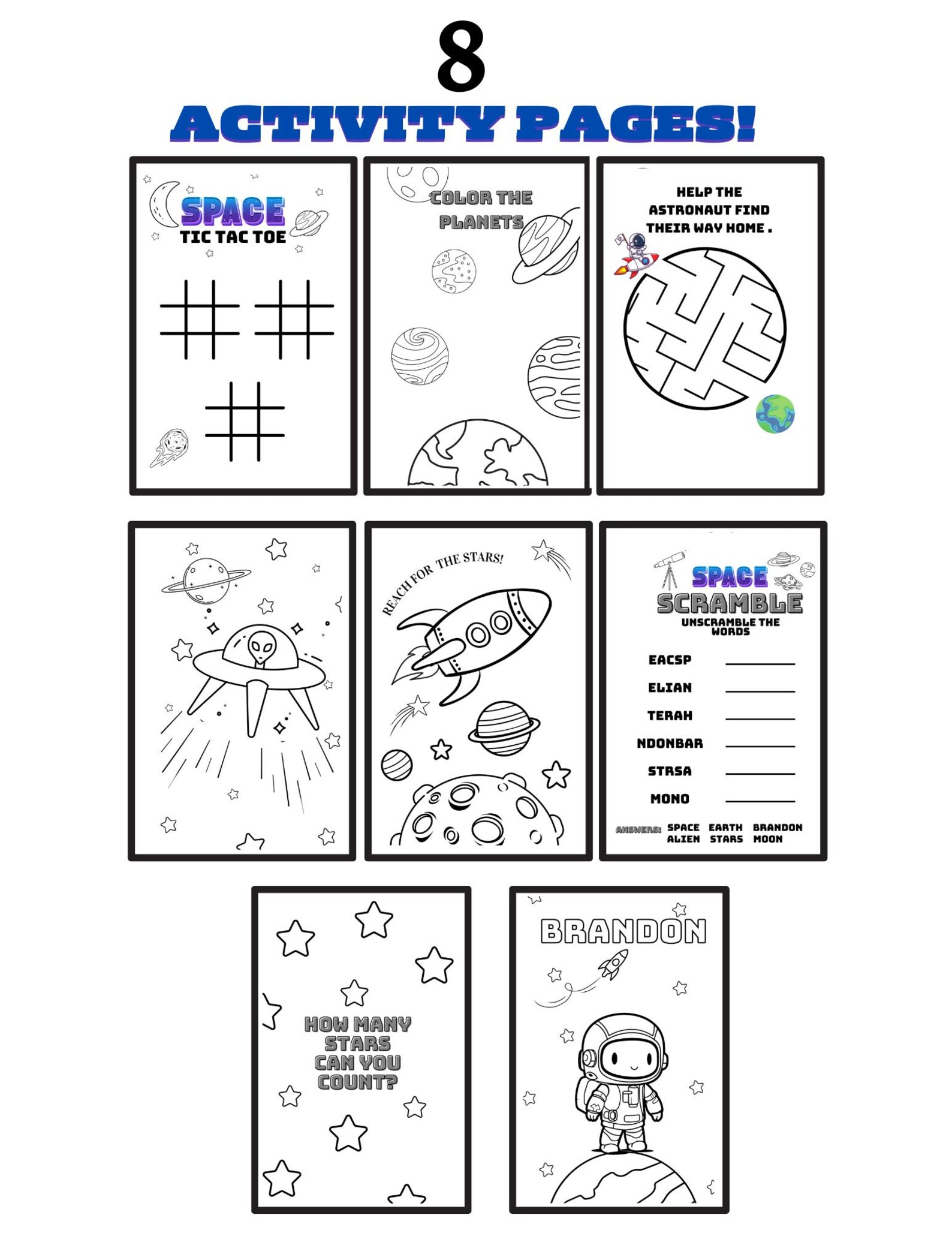 Space Coloring Books With Crayons| Kids Activity Books |astronaut Party ...