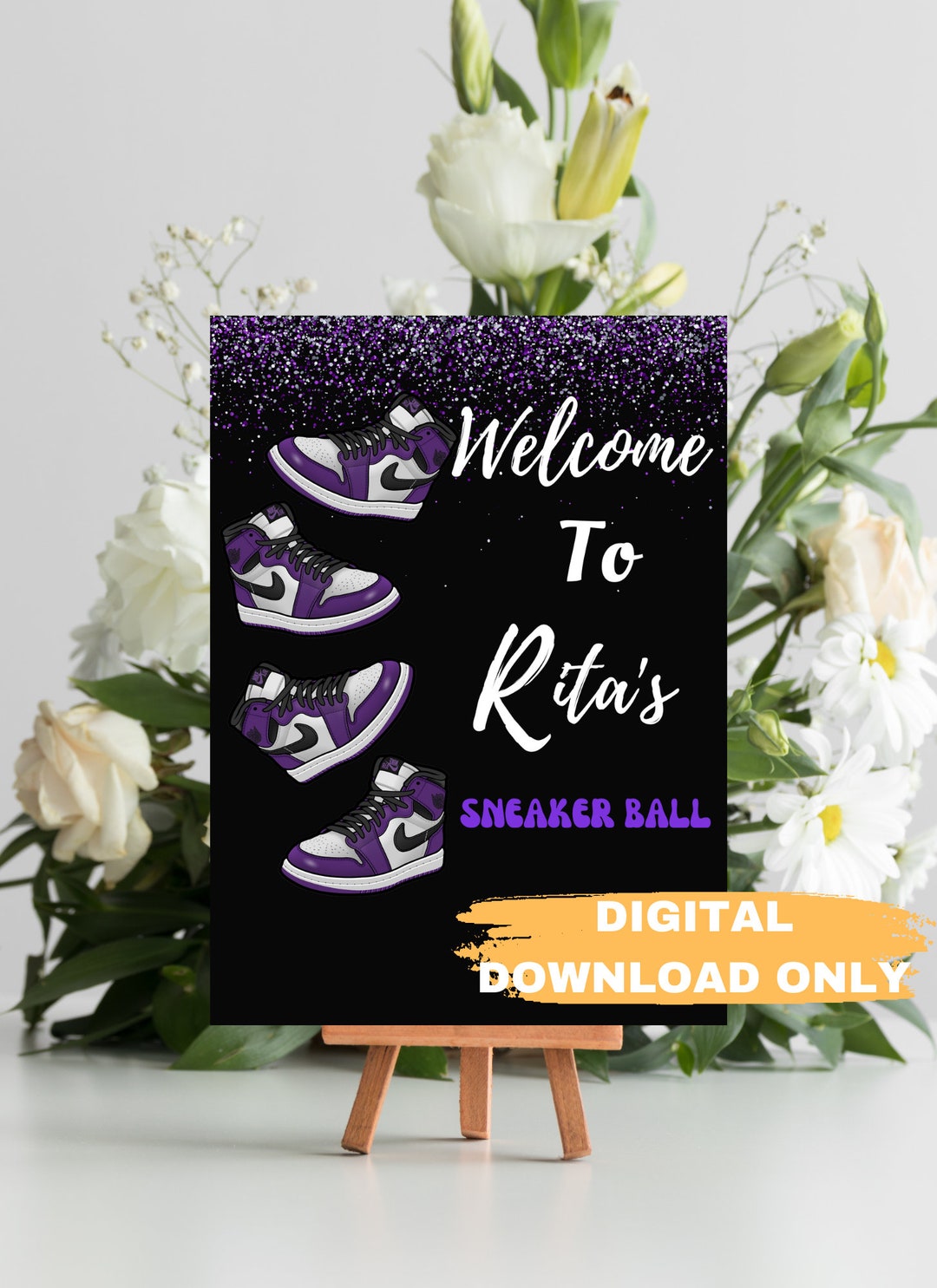 Editable Purple Sneaker Ball Welcome Sign Printable Signs Sneaker Ball ...