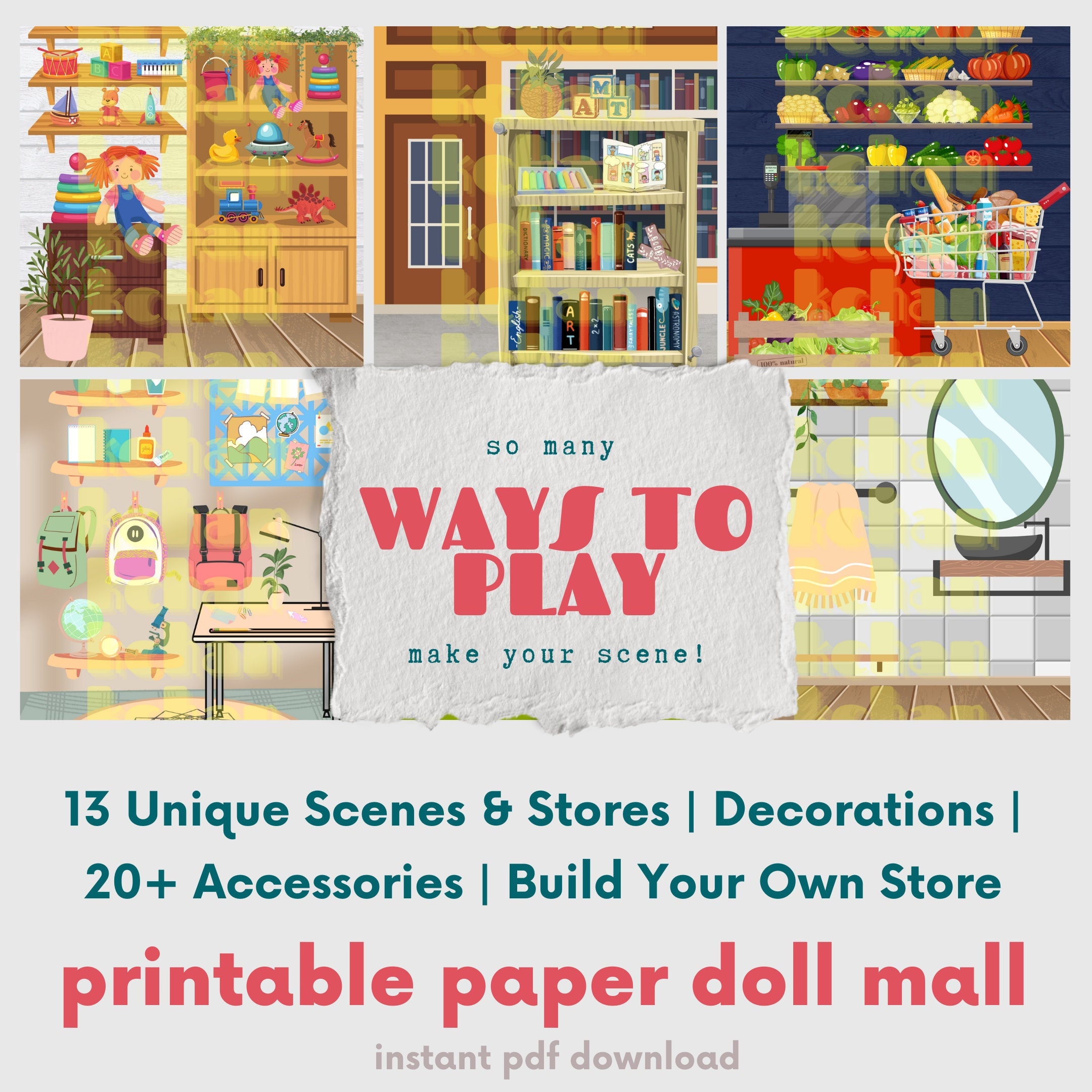 Shopping Mall Printable Paper Doll Doll 17-page PDF Style Paper Doll ...
