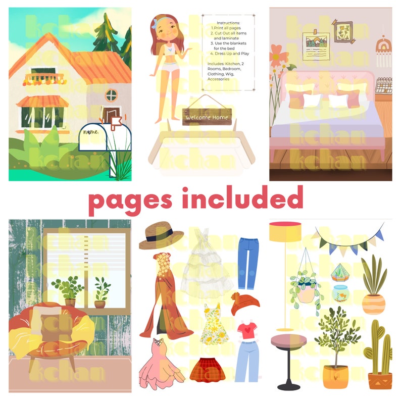 Printable Paper Dollhouse Doll 13-page PDF Style Paper Doll Pets ...