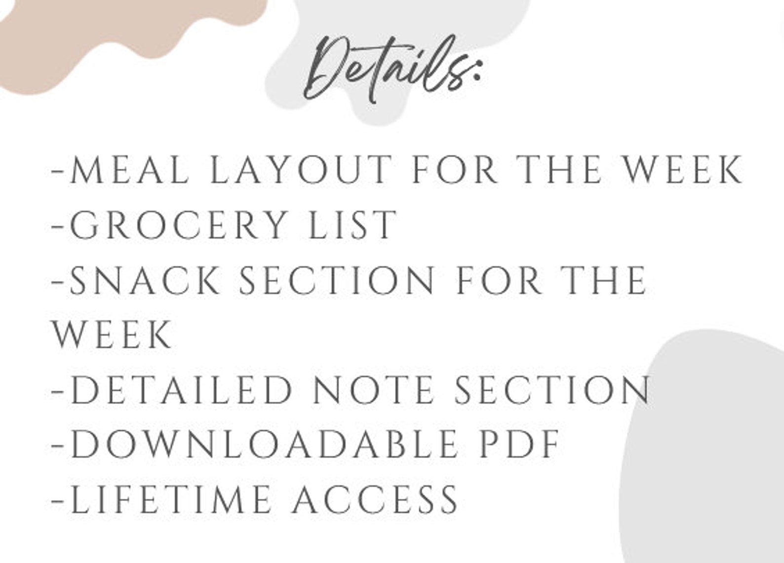 Weekly Meal Planner Food Tracker Grocery List Food Planner Minimalist ...