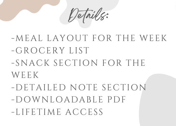 Weekly Meal Planner Food Tracker Grocery List Food Planner Minimalist ...