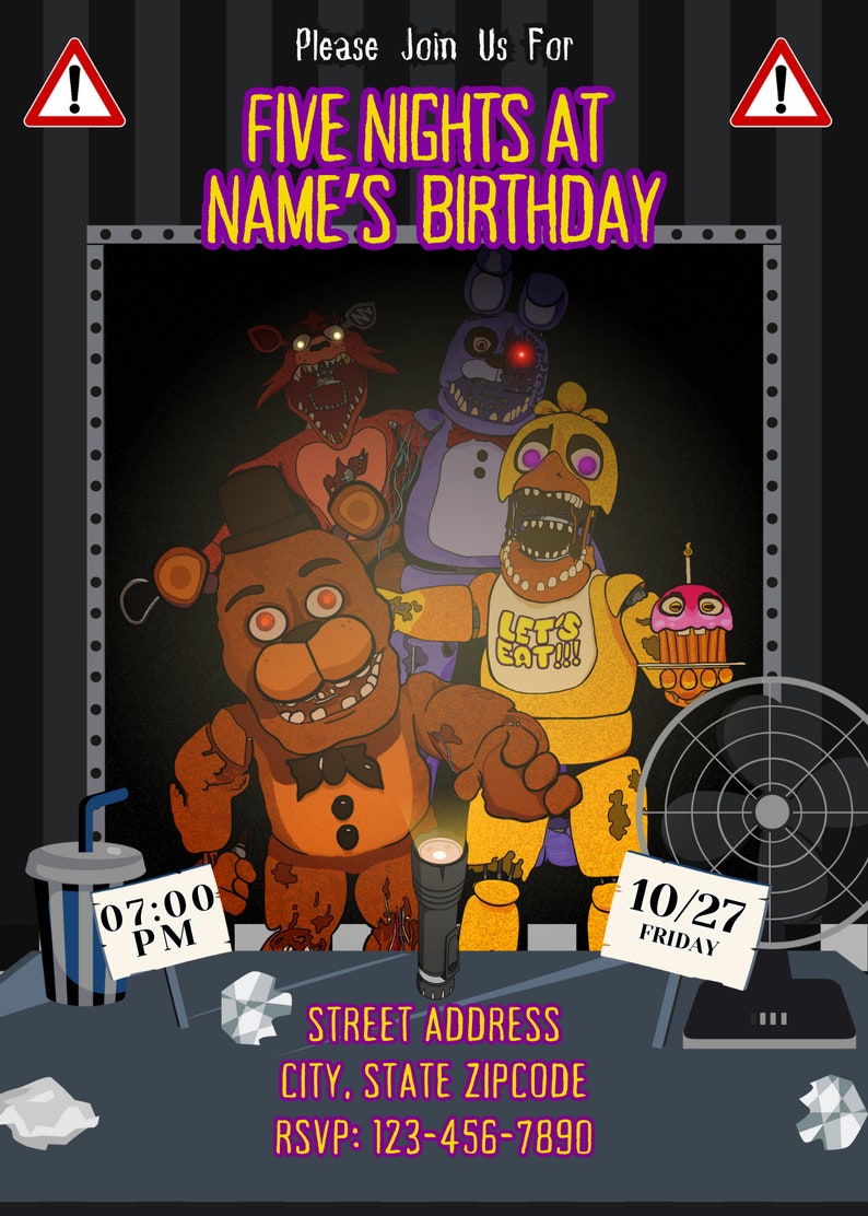 Invitación digital de Five Nights at Freddy's para cumpleaños, fiesta ...