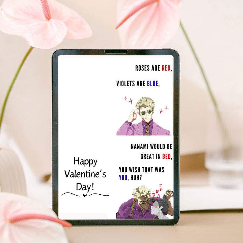 DIY Inspired Nanami JJK Valentine's, Birthday, Funny Card for Download ...
