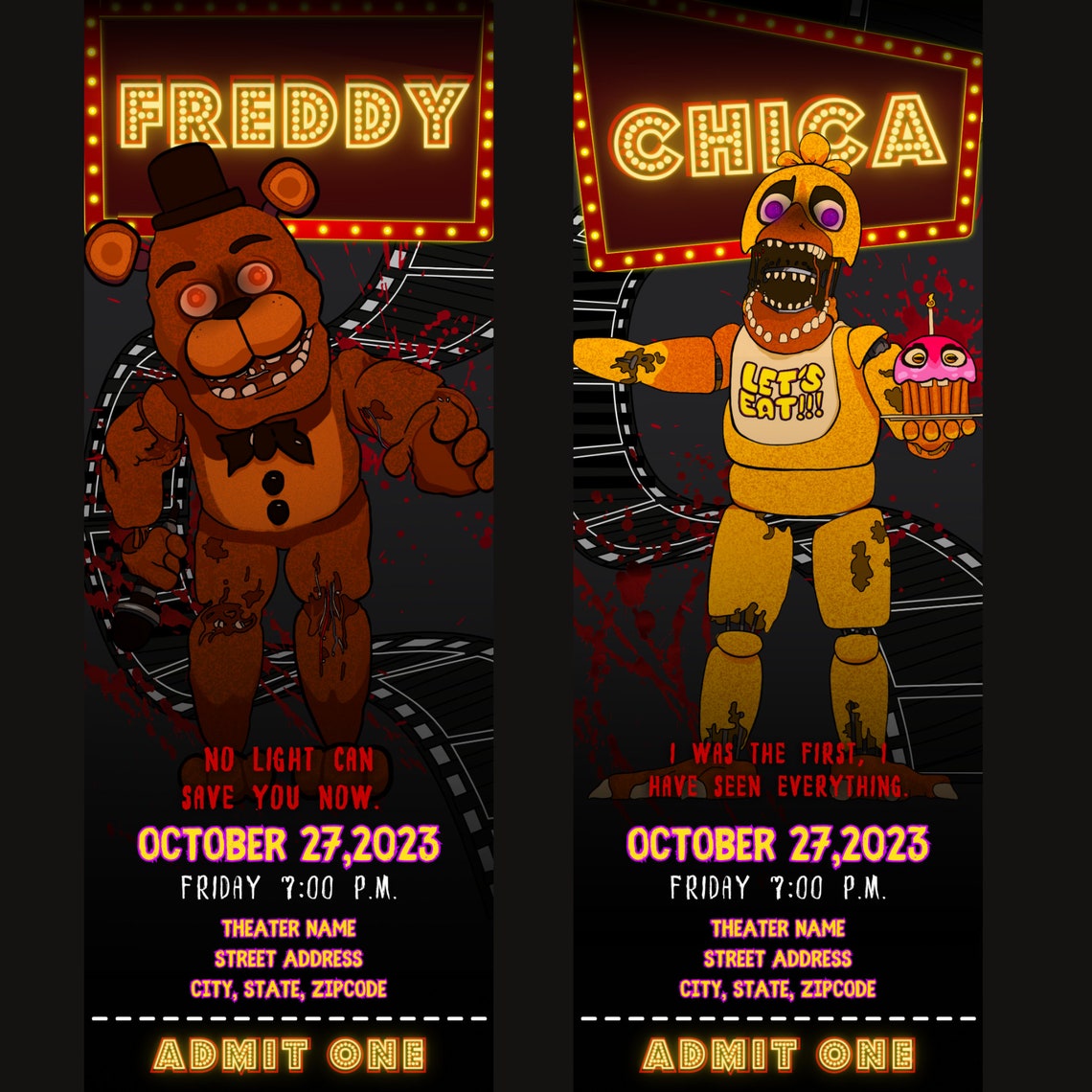 Five Nights at Freddy's Movie Tickets Digital Download and DIY Print - Etsy