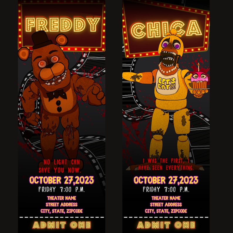 Five Nights at Freddy's Movie Tickets Digital Download and DIY Print - Etsy