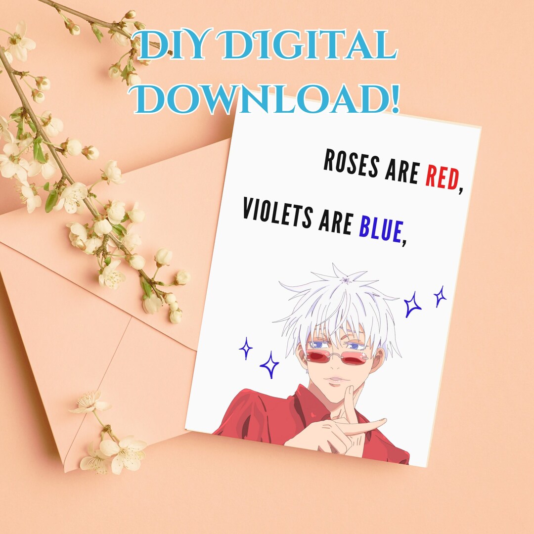 DIY Inspired Gojo JJK Valentine's, Birthday, Funny Card for Download ...