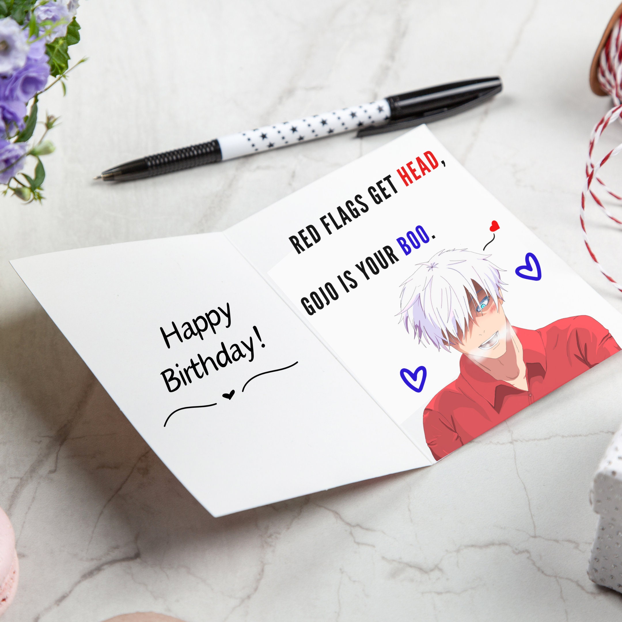 DIY Inspired Gojo JJK Valentine's, Birthday, Funny Card for Download ...