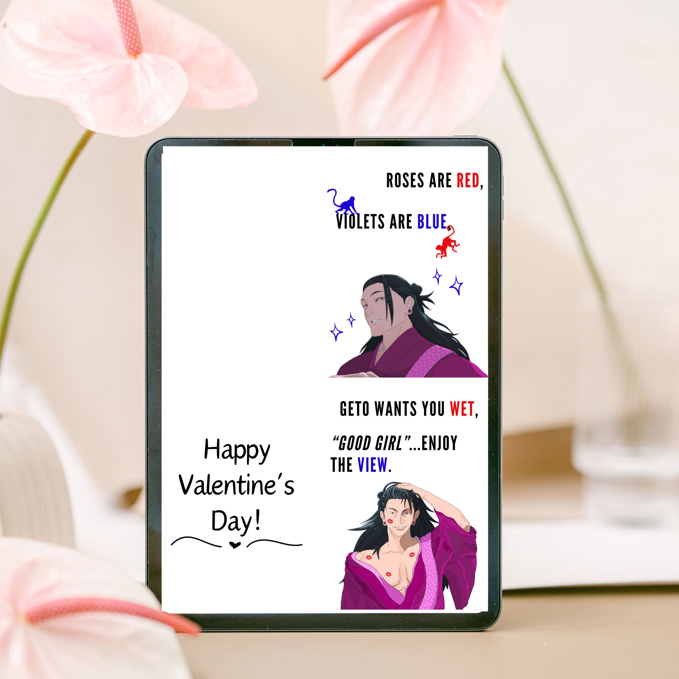 DIY Inspired Geto JJK Valentine's, Birthday, Funny Card for Download ...