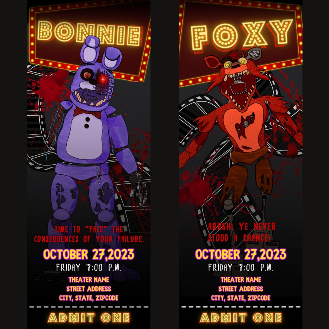 Five Nights at Freddy's Movie Tickets Digital Download and DIY Print - Etsy