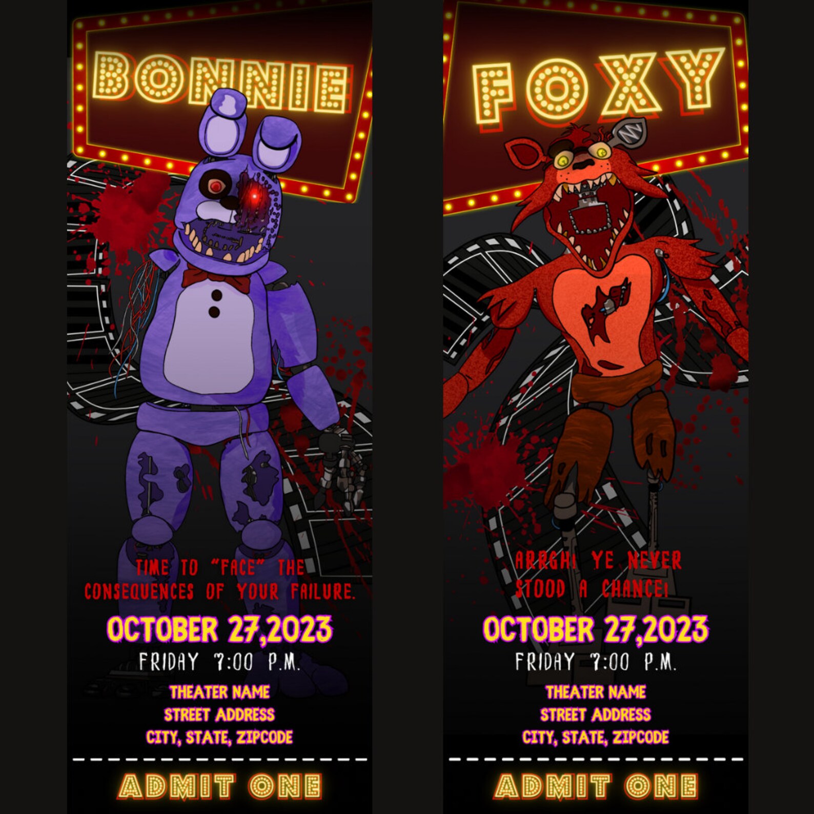 Five Nights at Freddy's Movie Tickets Digital Download and DIY Print - Etsy