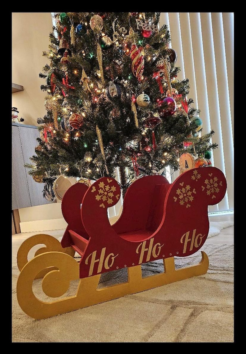 Big Wooden Santa’s Red Sleigh ,gift Sleigh Grandchil ,christmas Box ...