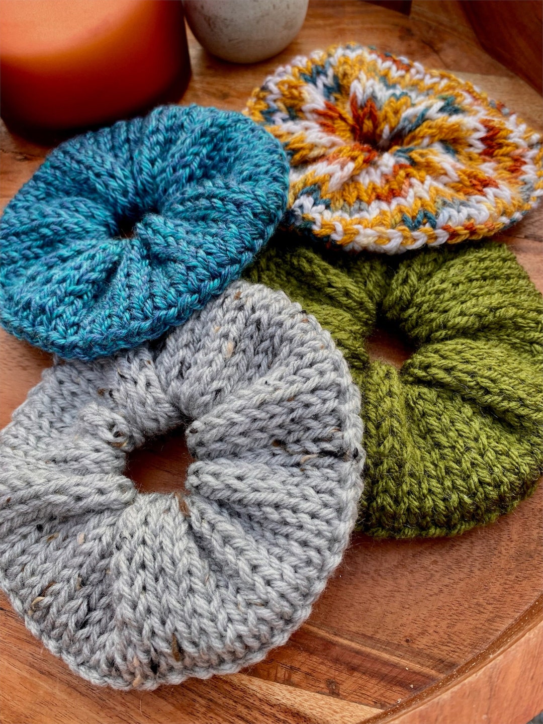 Fall Scrunchie Set | Cozy Knit Hair Scrunchie | Hair Accessories - Etsy