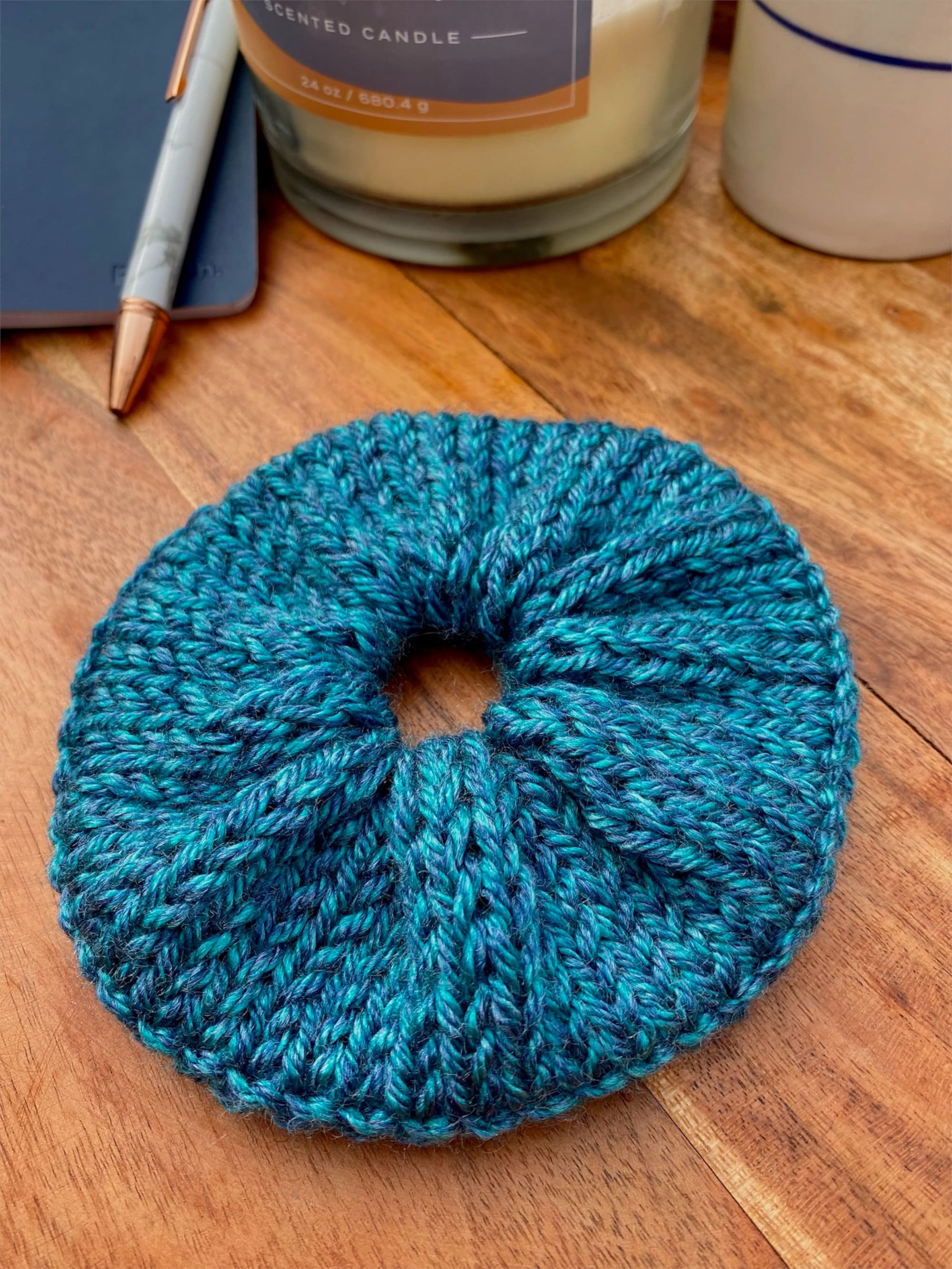 Blue Ombre Hair Scrunchie Handmade Knit Scrunchie Set Hair Accessories ...