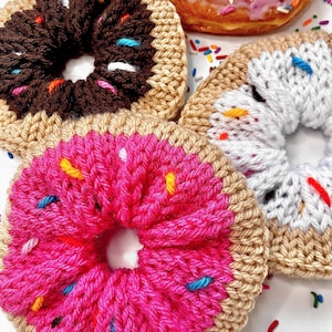 Donut Hair Scrunchie | Handmade Knit Scrunchie | Cute Foodie Hair ...
