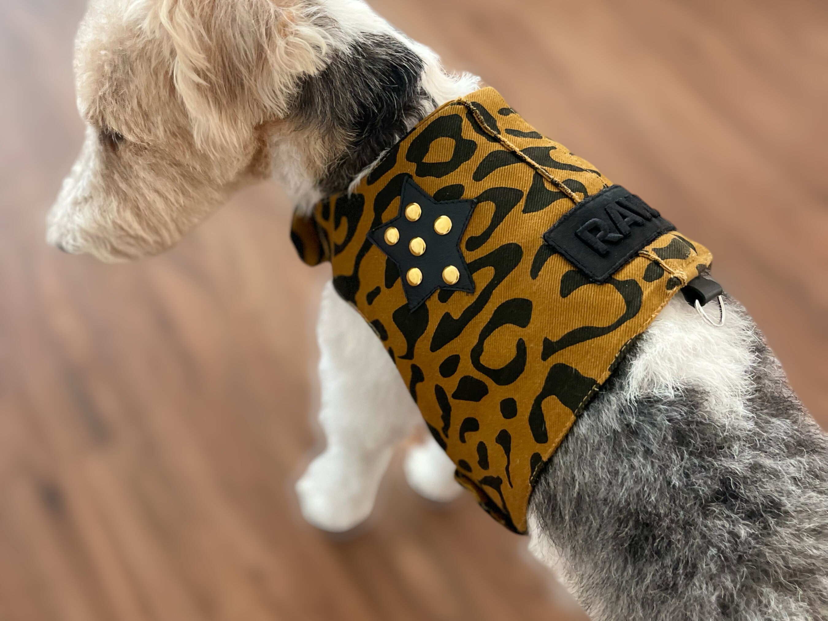 Custom Upcycled Animal Print Denim Dog Vest With Rivets. Fits Size M/L ...