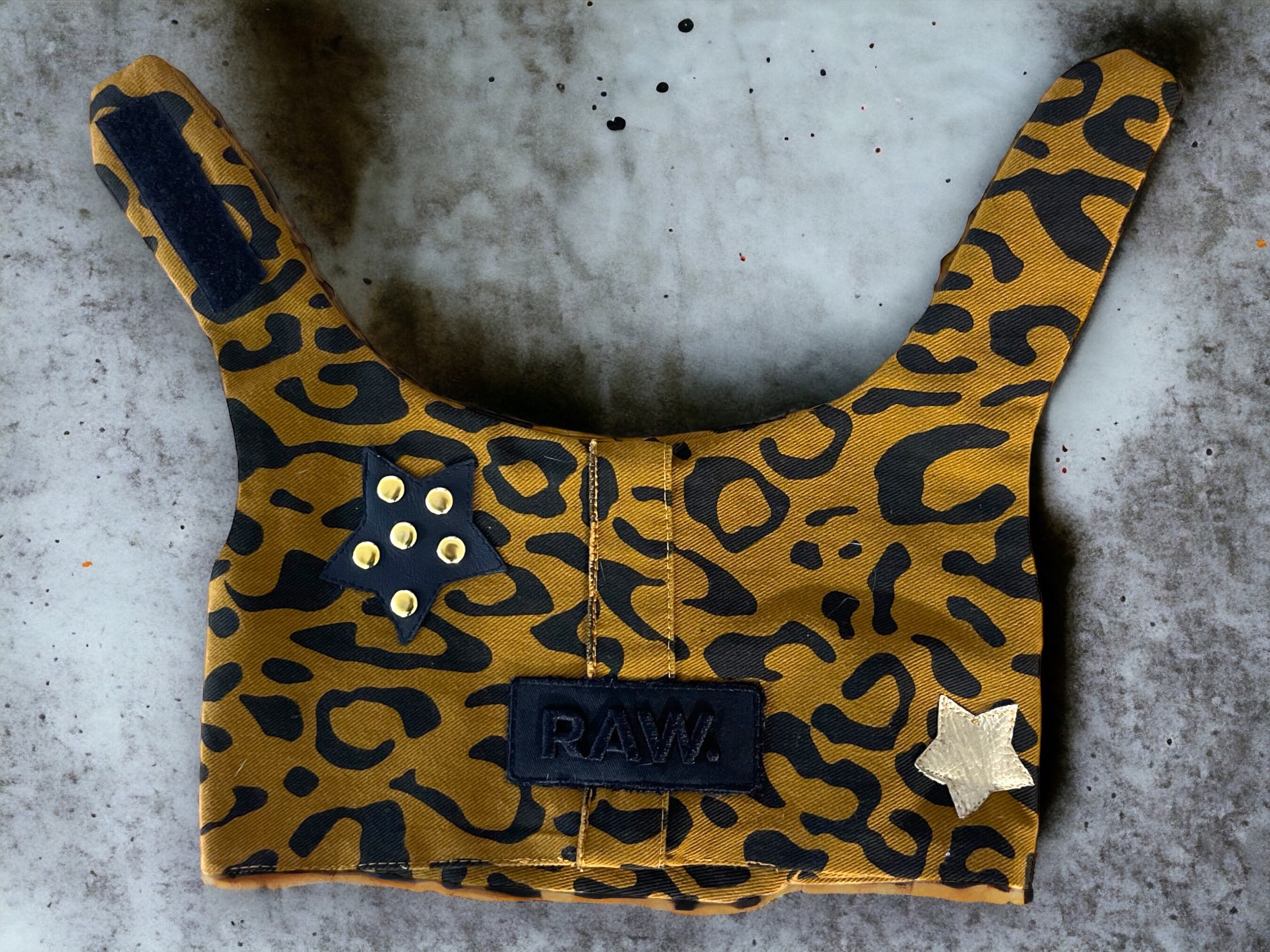 Custom Upcycled Animal Print Denim Dog Vest With Rivets. Fits Size M/L ...