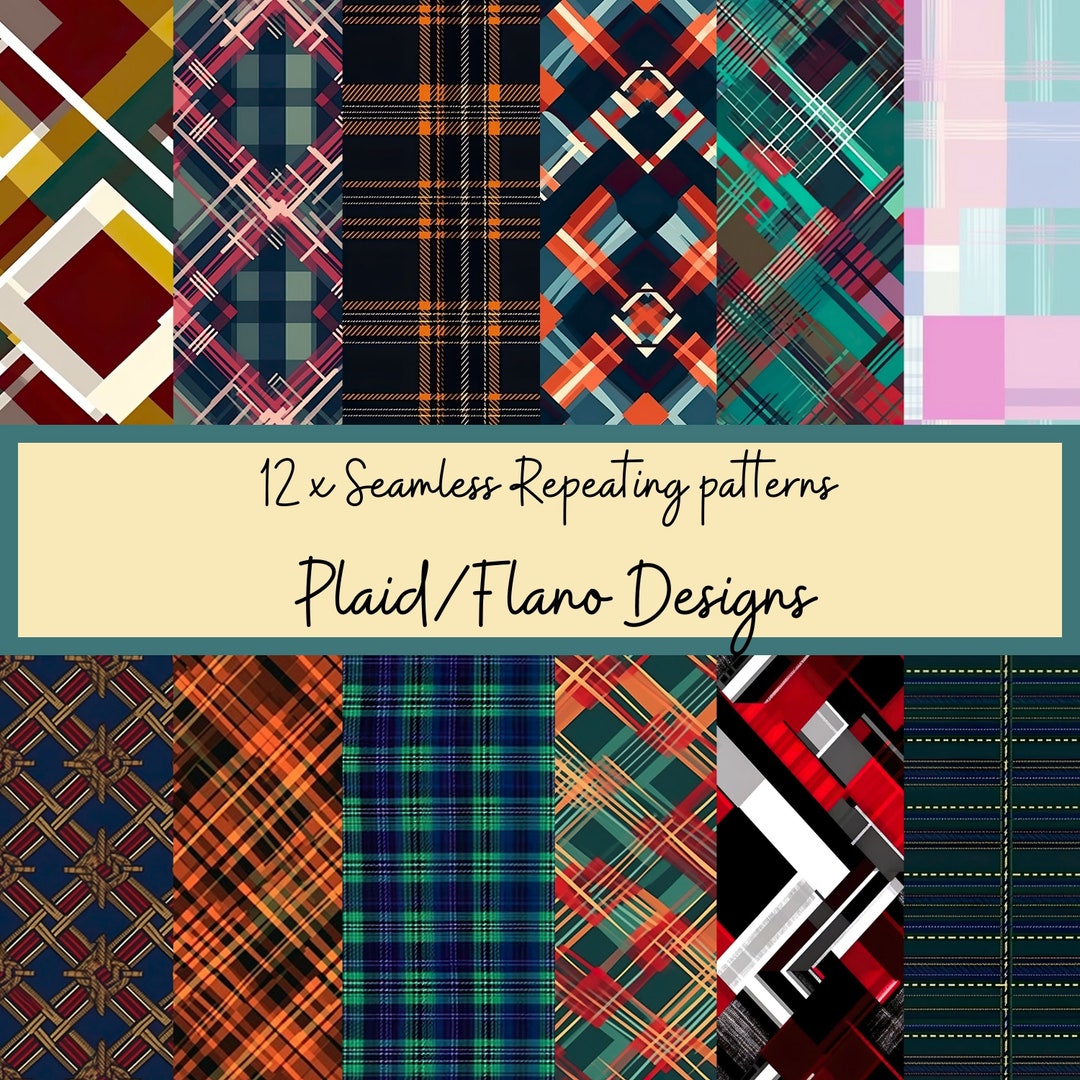 12x Unique Plaid/ Flannel Designs Seamless Repeating Patterns Digital ...