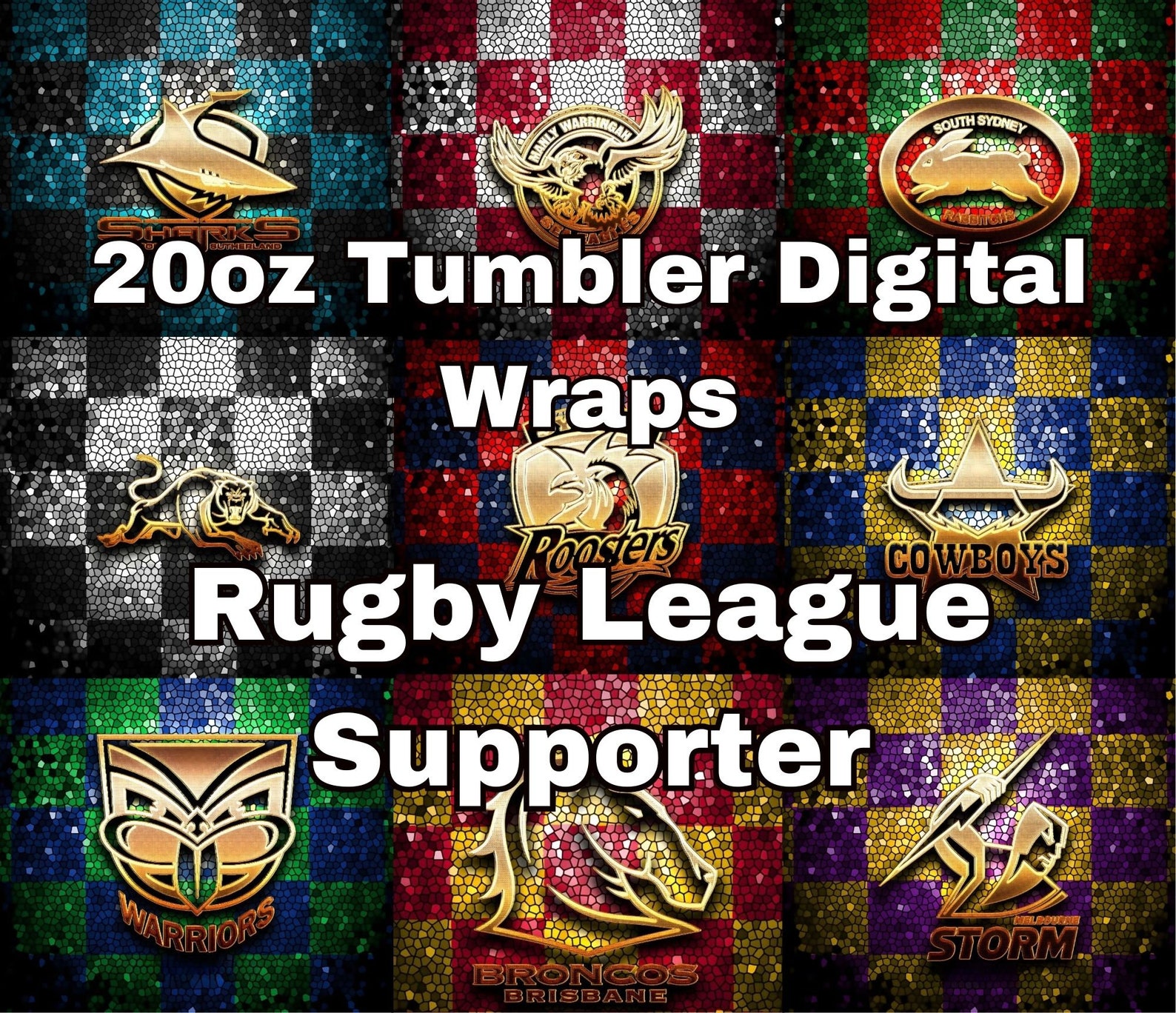 20oz Tumbler Digital Wraps | Australian Rugby League Fan Designs | NRL ...